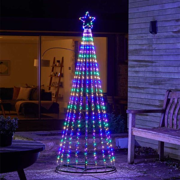 Three Kings - 2.1m LED Light up Outdoor TwinkleTree - Multi Coloured ...