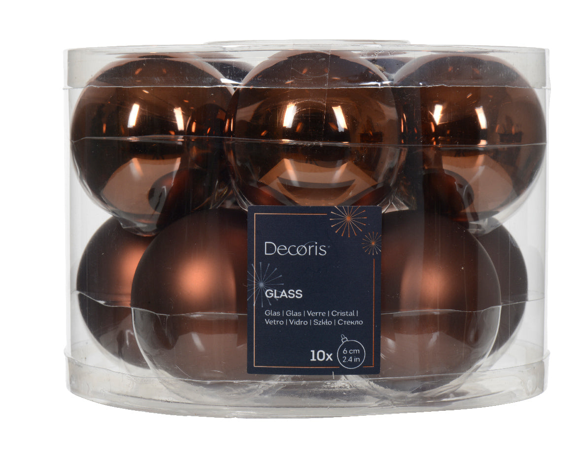 Espresso Glass Shiny & Matte Christmas Baubles 6cm - Box of 10 ...