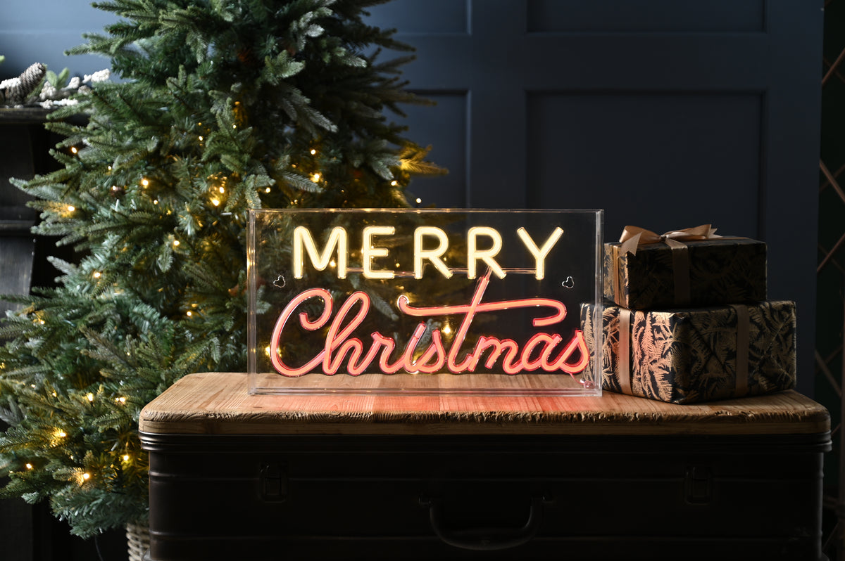 Light Up Red & Warm White Neon Merry Christmas Sign – Southwood ...