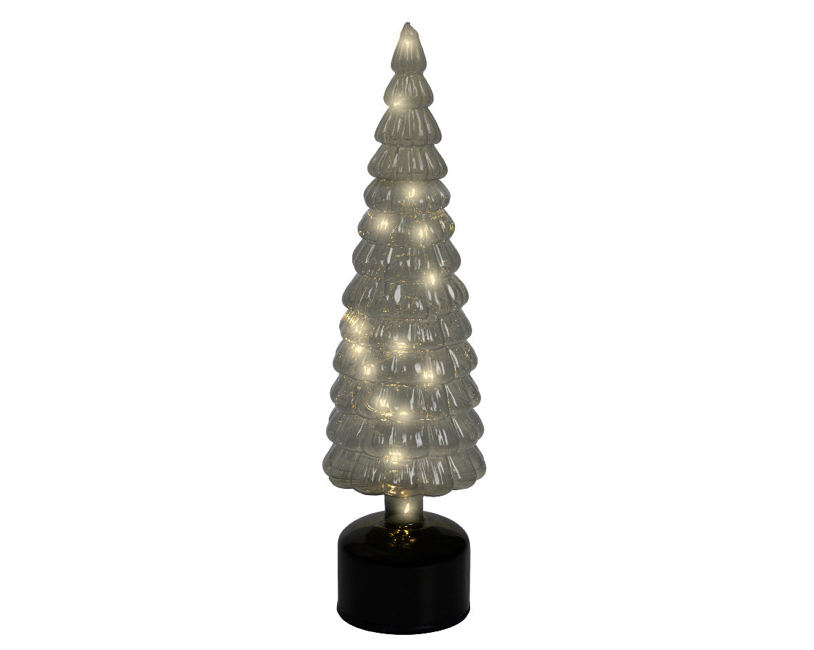 Micro LED Flashing Effect Rotating Tree Glass Ornament - 39cm ...