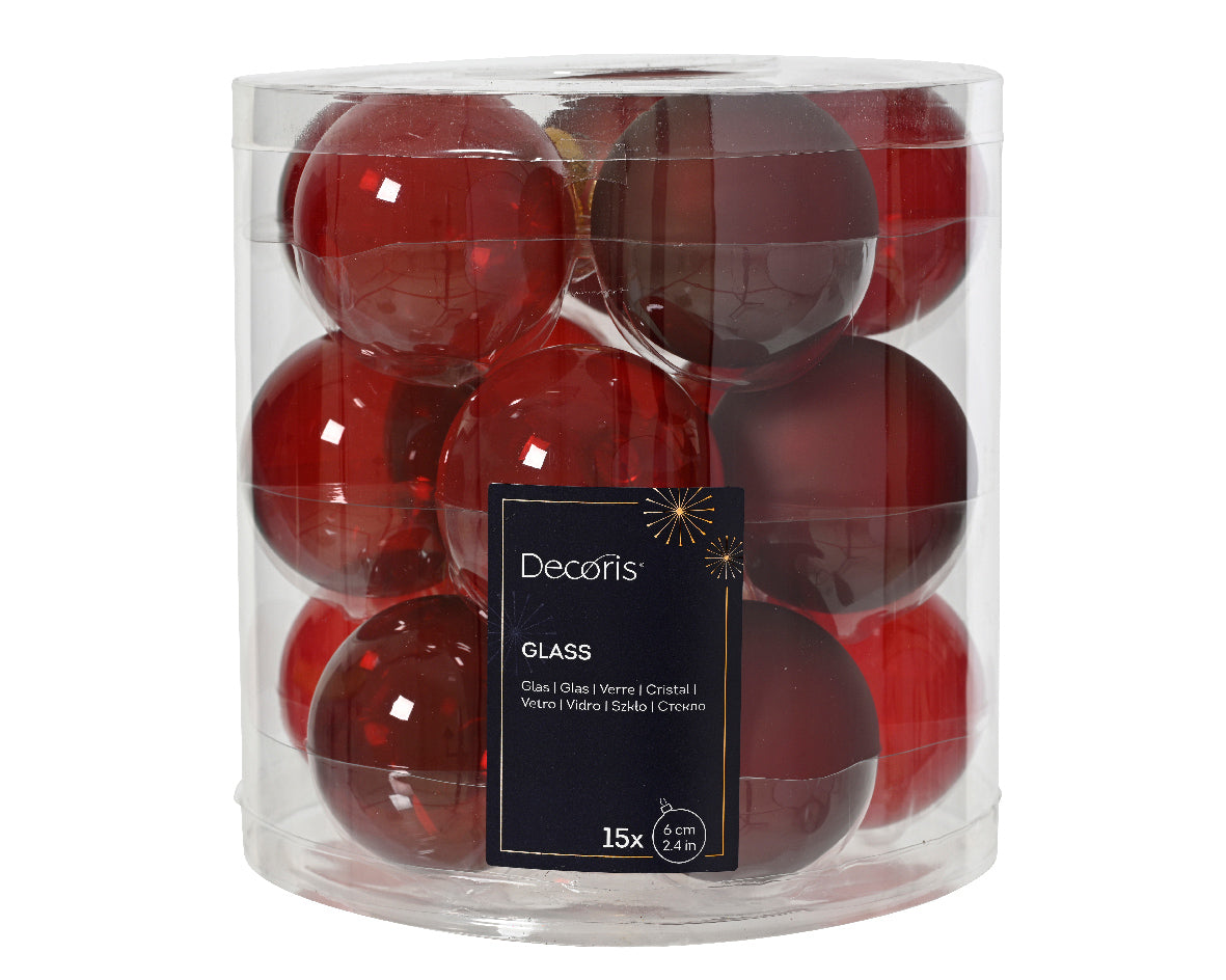 Christmas Red Glass Unsilvered 6cm Baubles - Tube of 15 – Southwood ...