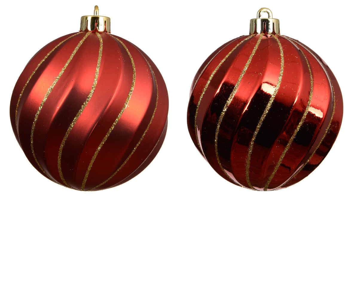 Christmas Red Textured Shatterproof Shiny and Matte Glitter Baubles ...