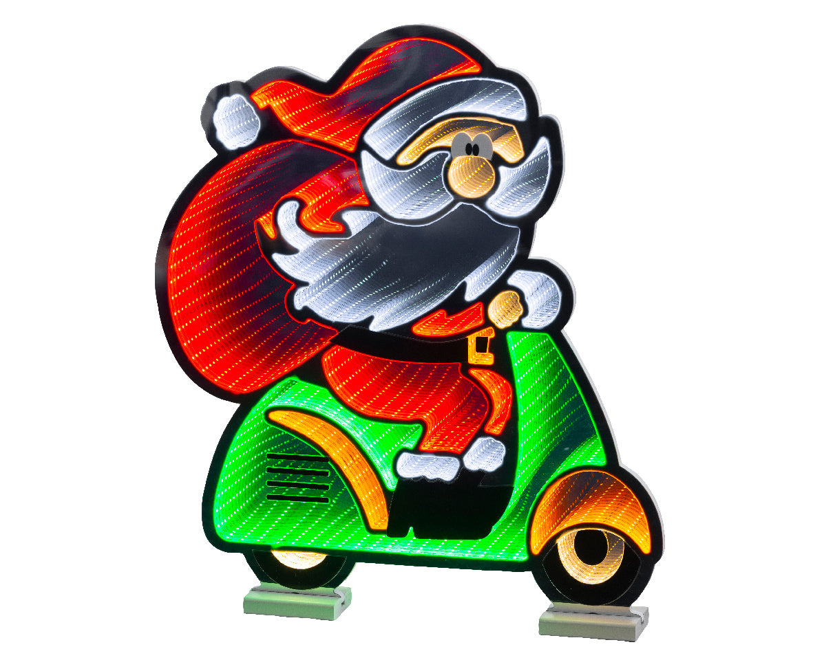 Standing Santa on Scooter Infinity Mirror Light - 59cm – Southwood ...