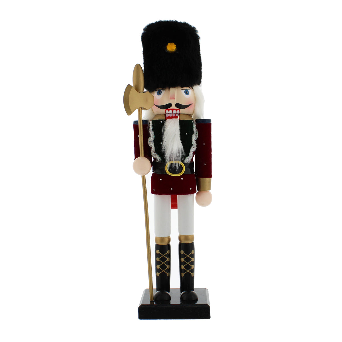 Wooden Nutcracker Christmas Ornament With Faux Fur Hat and Axe - 30cm ...