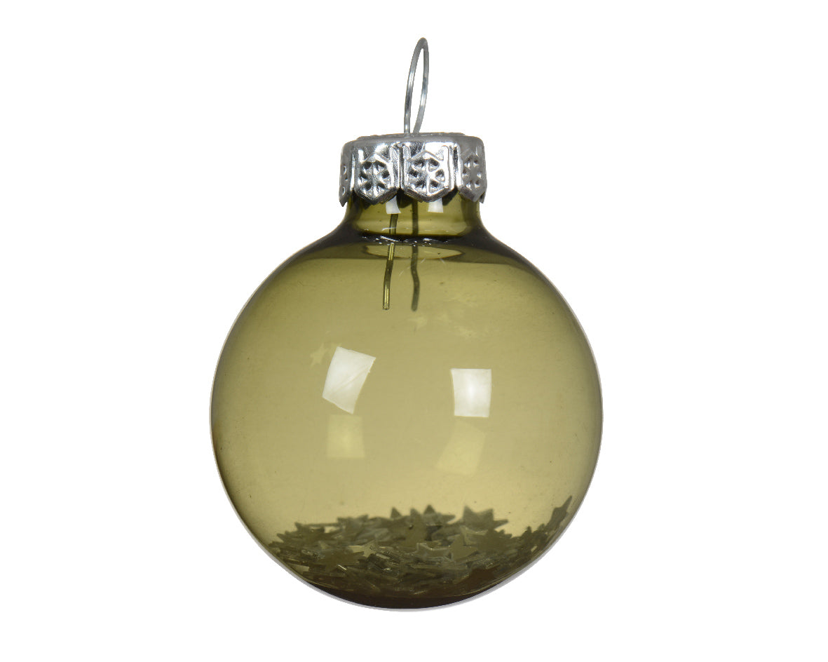 Rosemary Green Transparent Glass Baubles with Star Sequins - Box of 9 ...