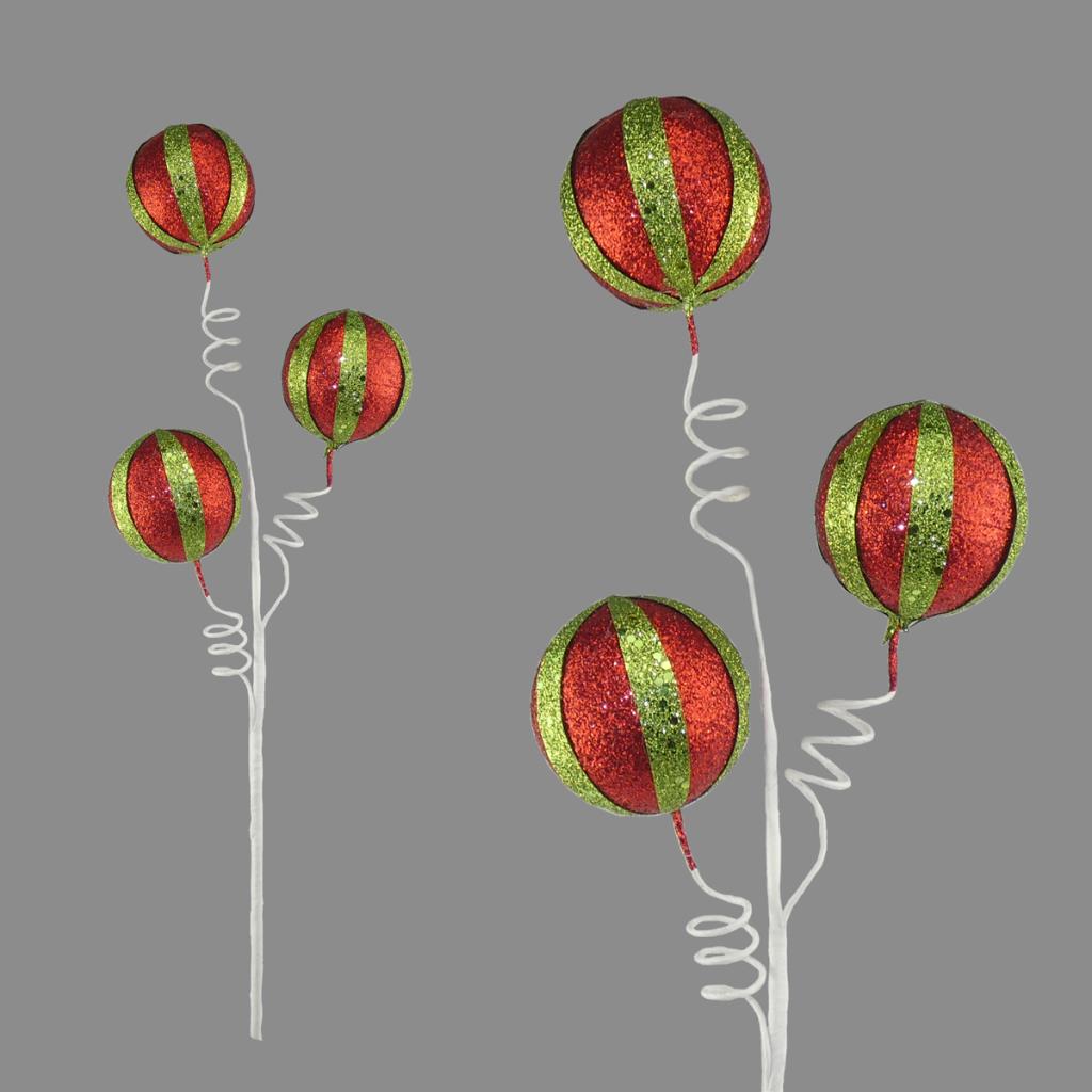 Red & Green Candy Cane Stripe Ball Pick – Southwood Christmas Shop