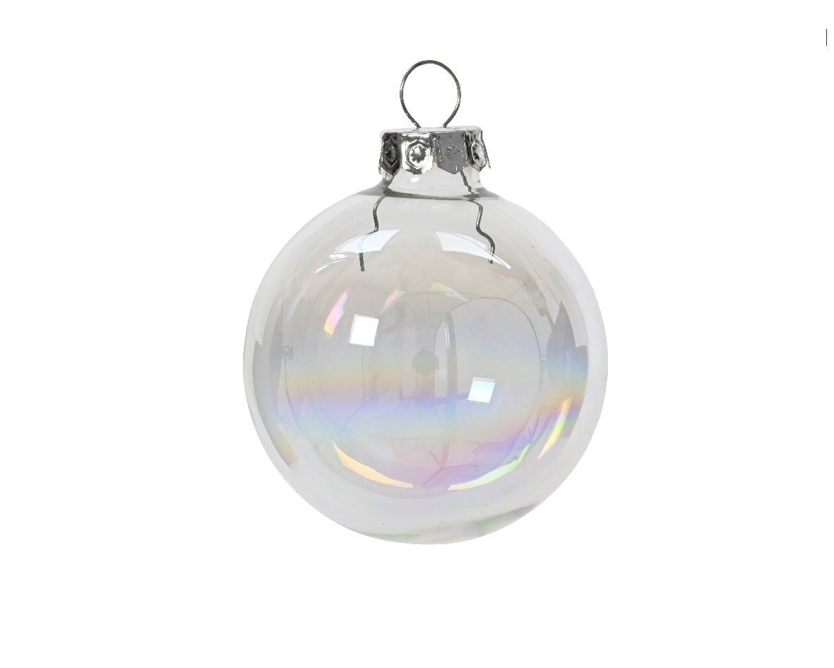Set of 16 Matt and Shiny Transparent Iridescent Glass Baubles - 3.5cm ...