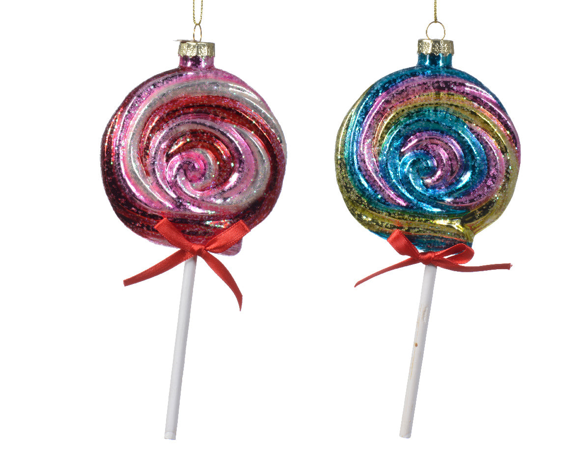 Candy Glass Swirl Glitter Lolly Hanging Christmas Tree Bauble ...