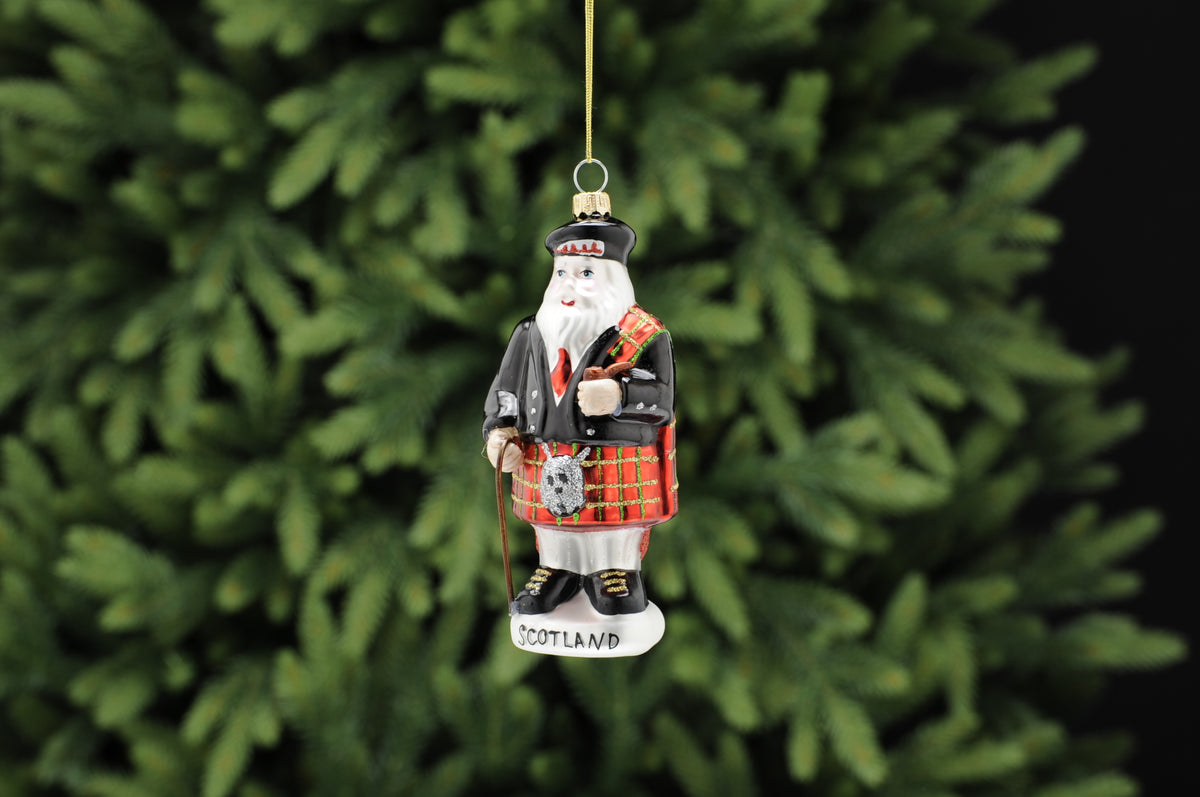 Scottish Santa with Kilt Glass Christmas Bauble – Southwood Christmas Shop