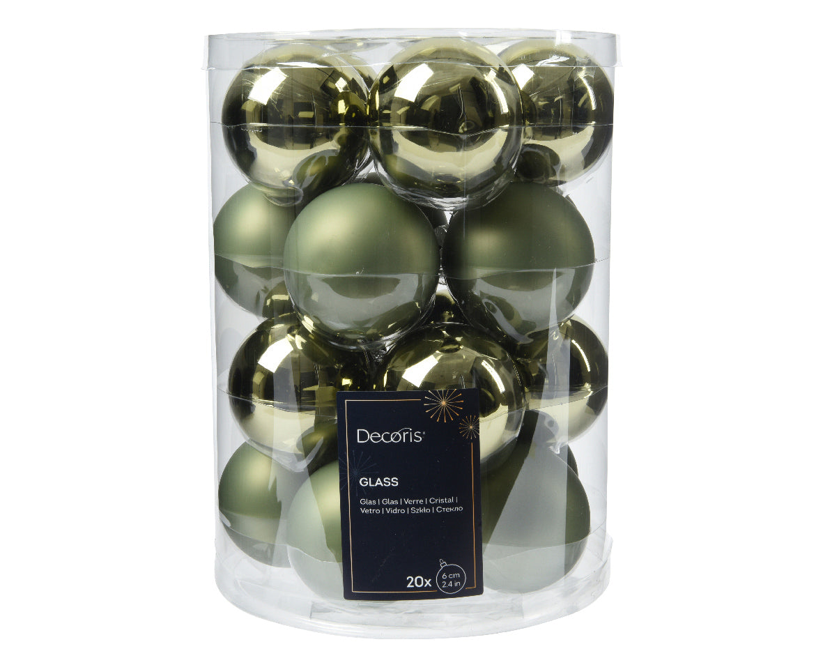 Rosemary Green Shiny & Matt Mix of Glass Baubles - Tube of 20 ...
