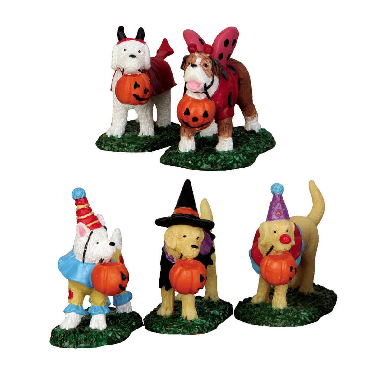 Lemax Spooky Town - Trick Or Treating Dogs Figurines - Set of 5 ...