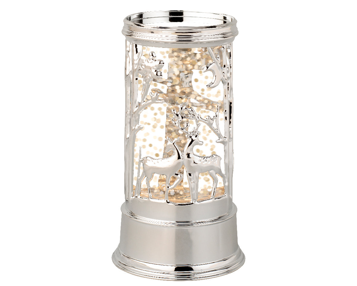 Silver Christmas Reindeer Scene LED Water Spinner with Warm White Ligh ...