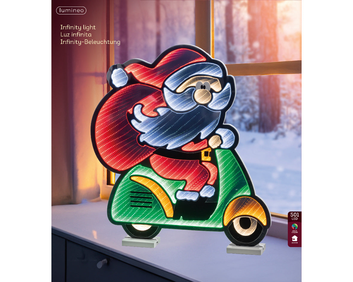 Standing Santa on Scooter Infinity Mirror Light - 59cm – Southwood ...