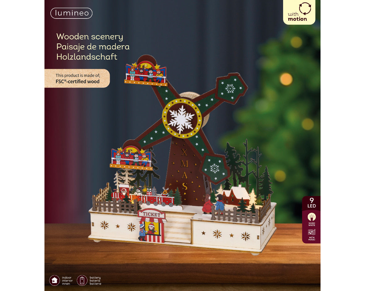 Wooden Warm White Light Up Fair Ride with Motion – Southwood Christmas Shop