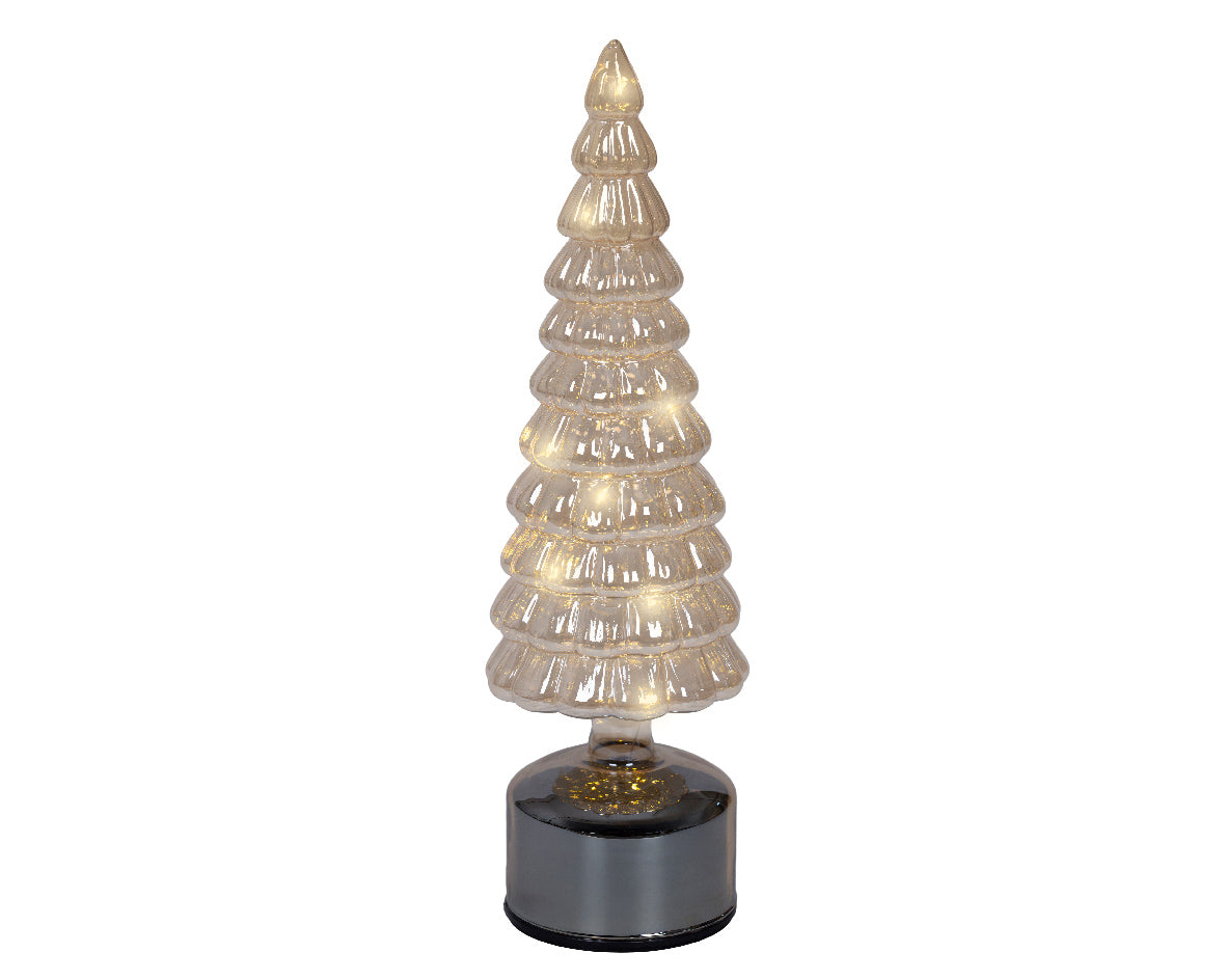 Micro LED Flashing Effect Rotating Tree Glass Ornament - 34cm ...