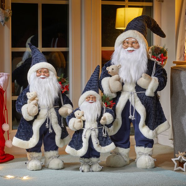 Papa Noel Navy Blue Furry Santa Figure – Southwood Christmas Shop