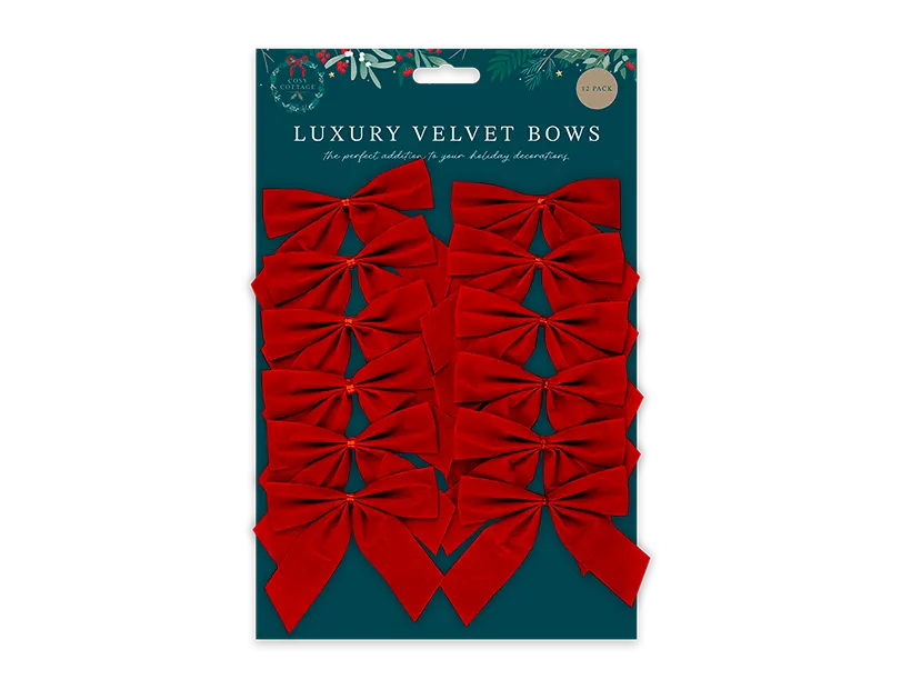 Red Velvet Christmas Bows - Pack of 12 – Southwood Christmas Shop