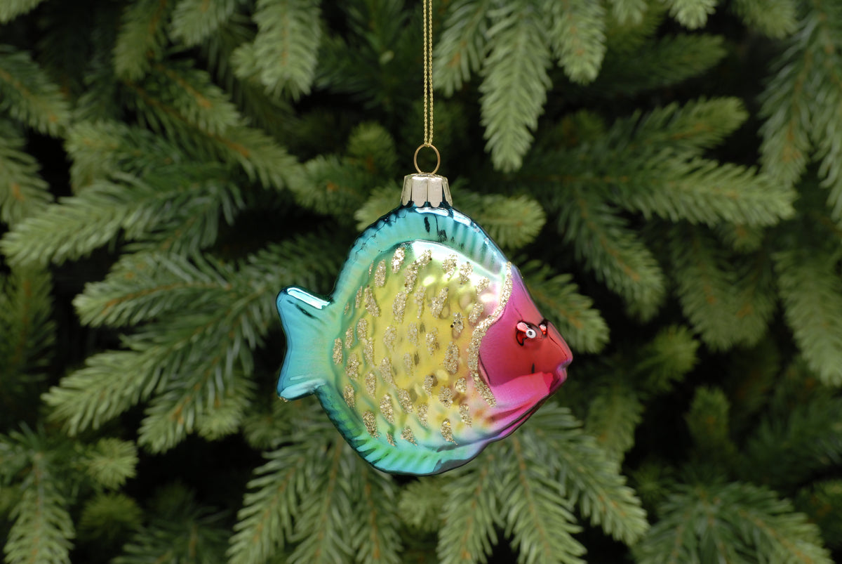 Gold, Jade and Pink Glass Fish Christmas Bauble – Southwood Christmas Shop