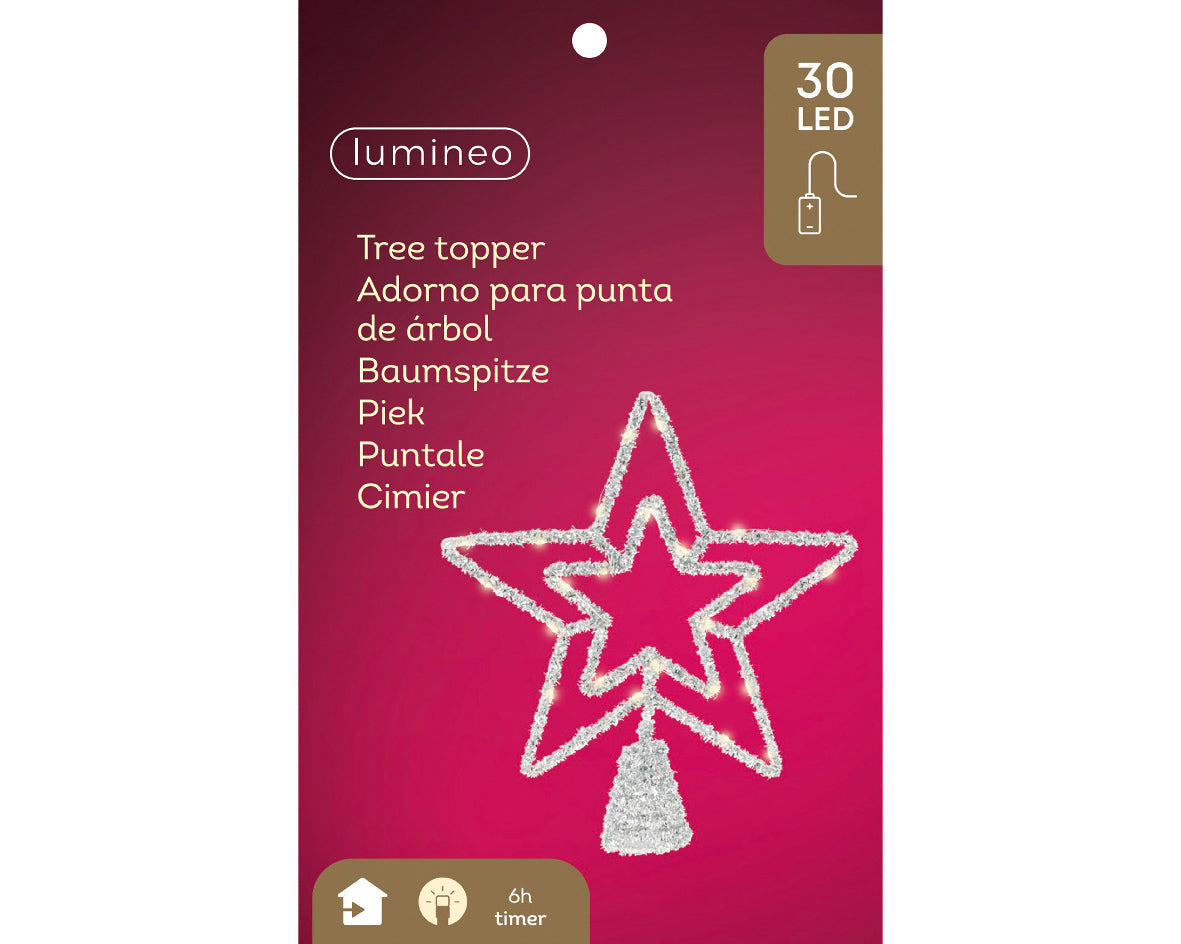 Silver Warm White Light Up Metal Star Tree Topper – Southwood Christmas ...