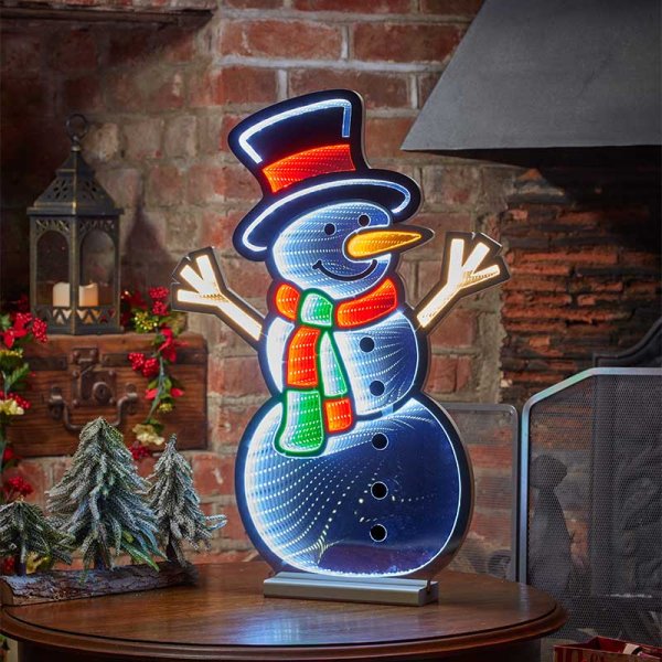 Three Kings FrostyFinity Snowman Christmas Infinity Mirror Light 60cm ...