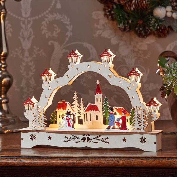 Wooden InLit Light Up Festive Village Arch – Southwood Christmas Shop
