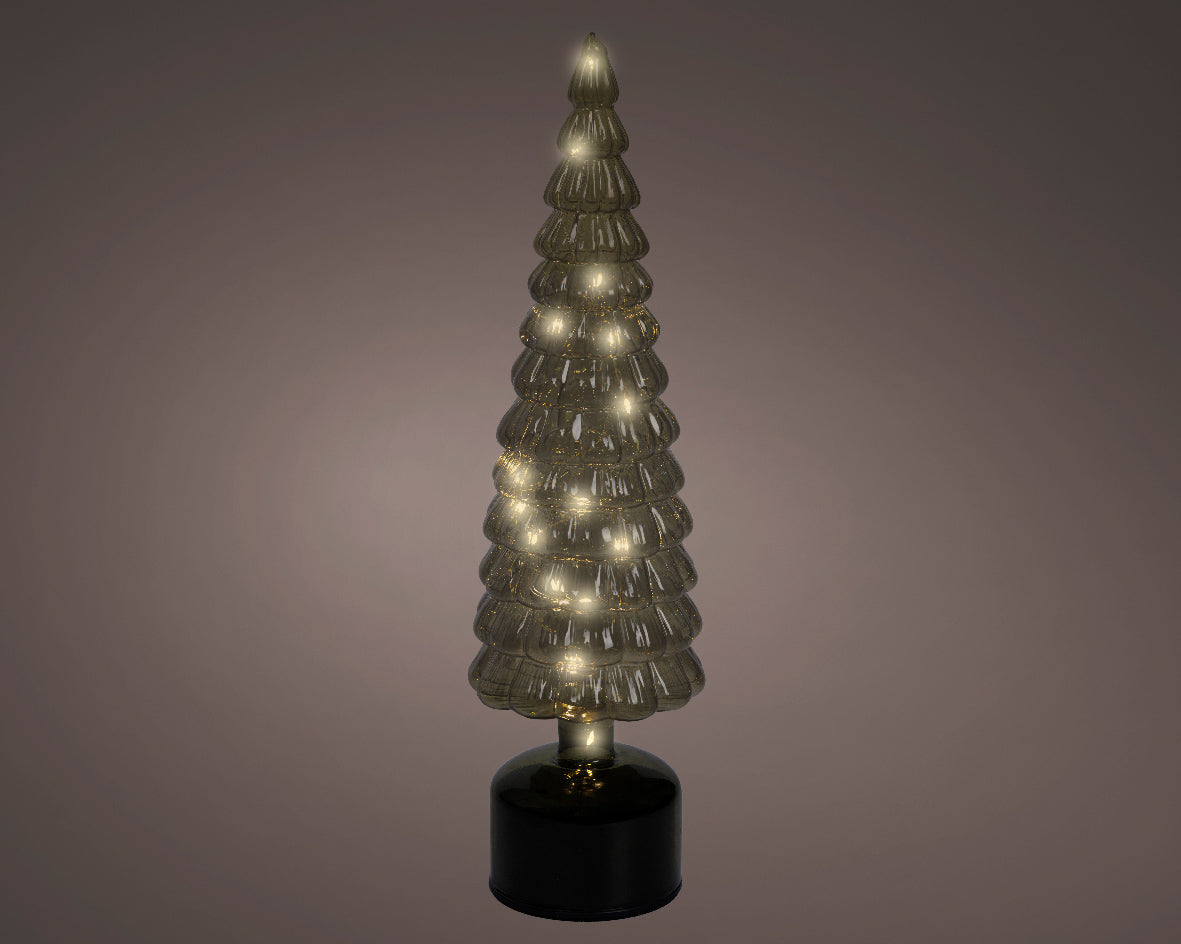 Micro LED Flashing Effect Rotating Tree Glass Ornament - 39cm ...