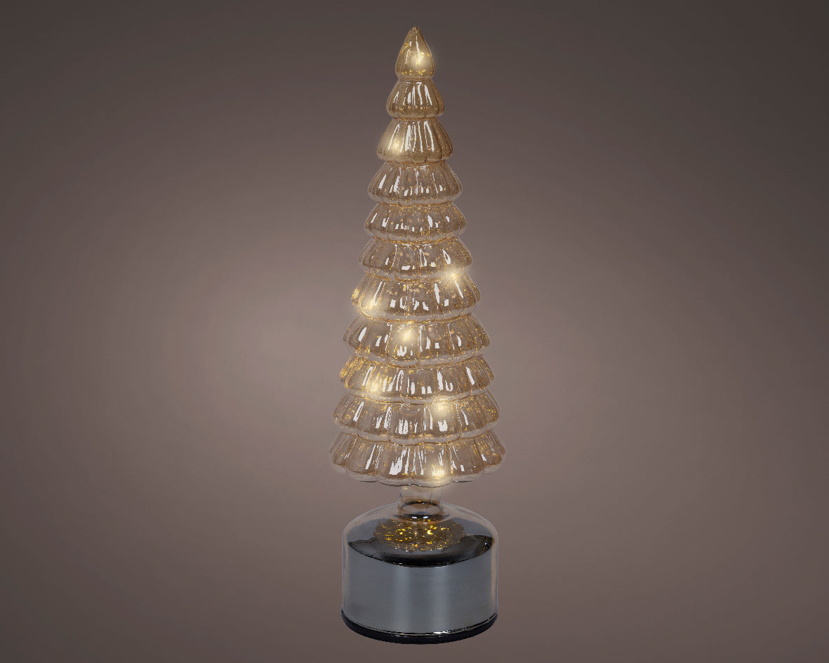 Micro LED Flashing Effect Rotating Tree Glass Ornament - 34cm ...