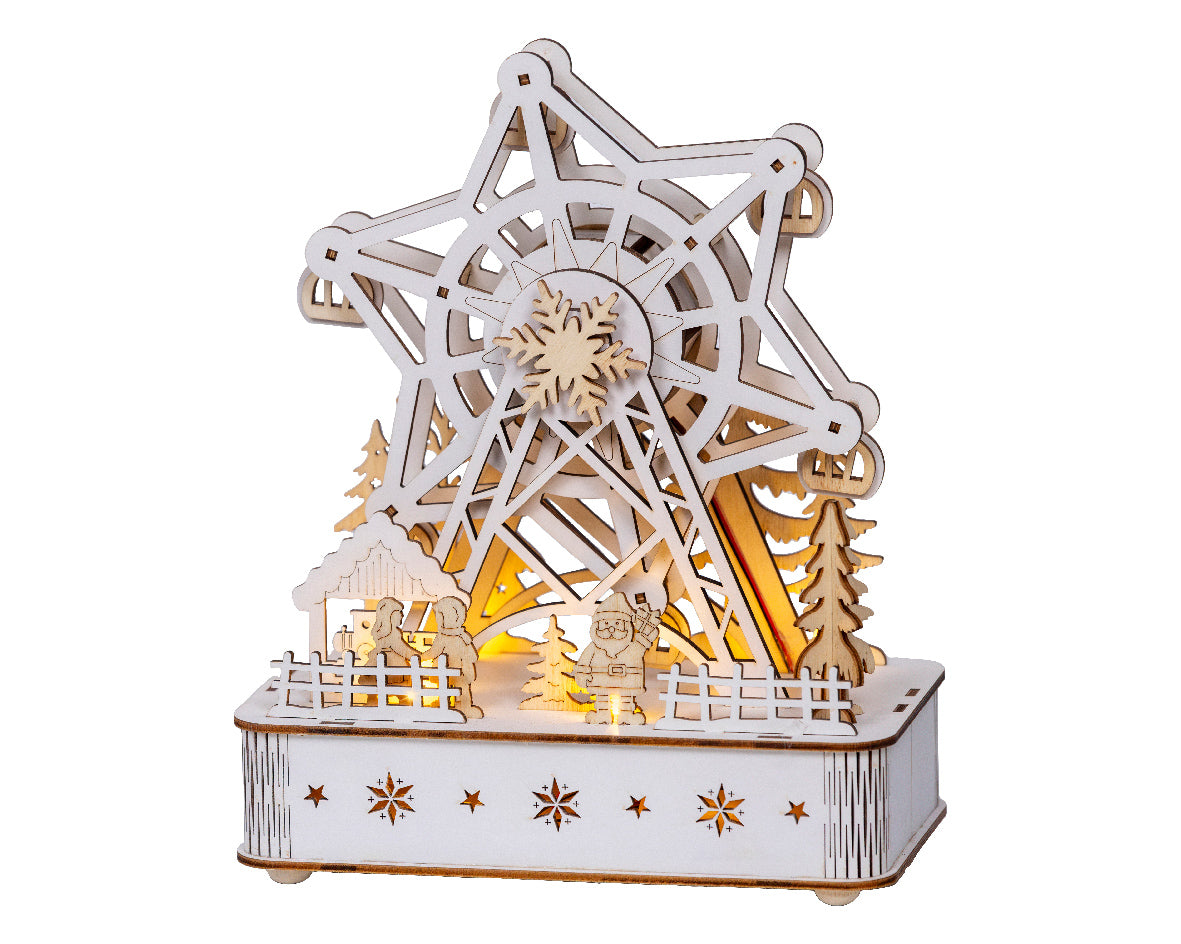 Natural Wood Warm White Light Up Star Ferris Wheel – Southwood ...