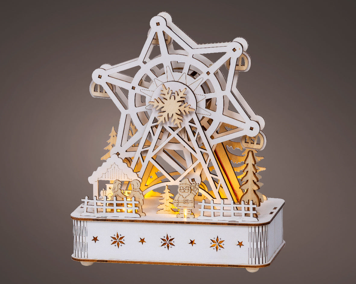Natural Wood Warm White Light Up Star Ferris Wheel – Southwood ...