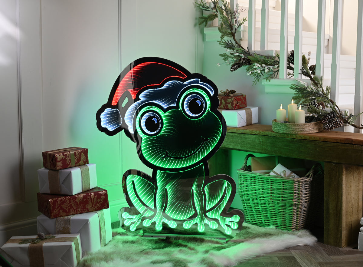 LED Light Up Infinity Christmas Frog With Santa Hat – Southwood ...