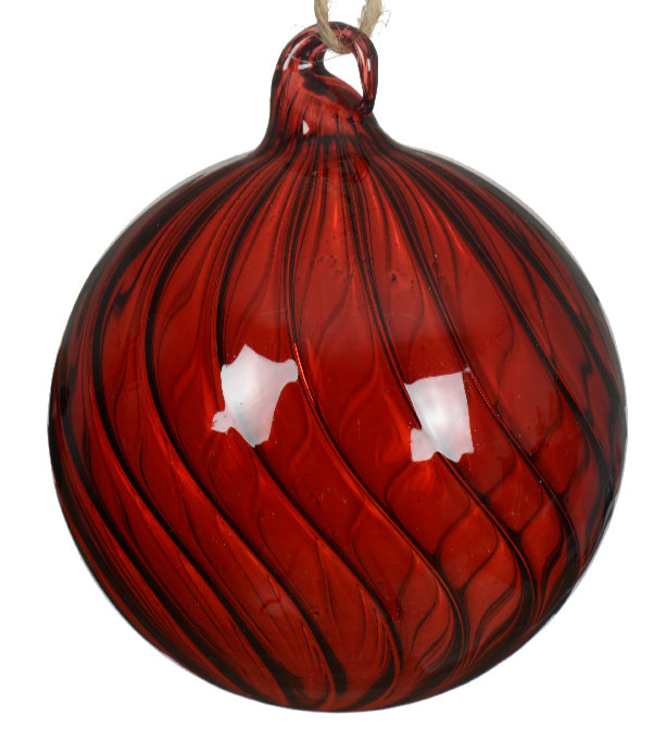 Transparent Red Swirl Glass Christmas Bauble - 10cm – Southwood ...