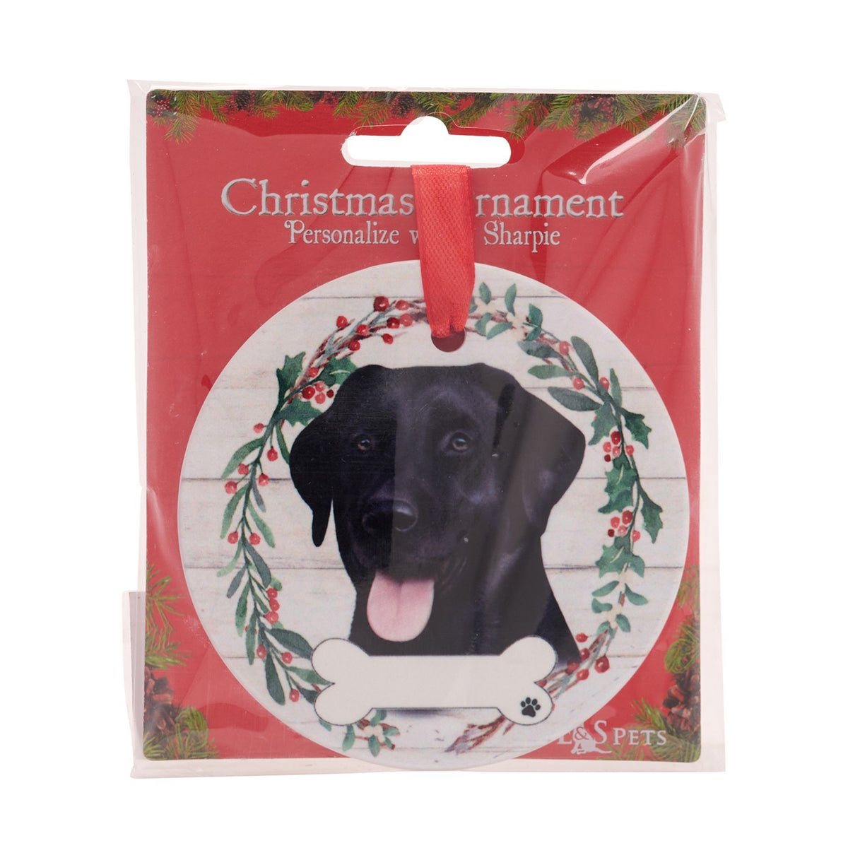 Black Labrador Wreath Hanging Christmas Bauble – Southwood Christmas Shop