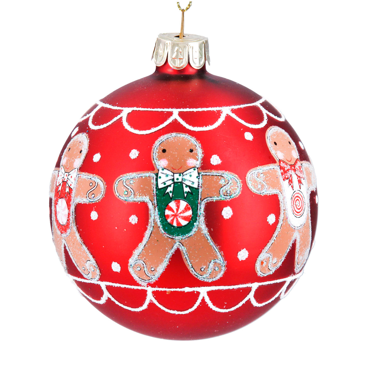 Gisela Graham - Matt Red/Gingerbread Men Glass Ball – Southwood ...