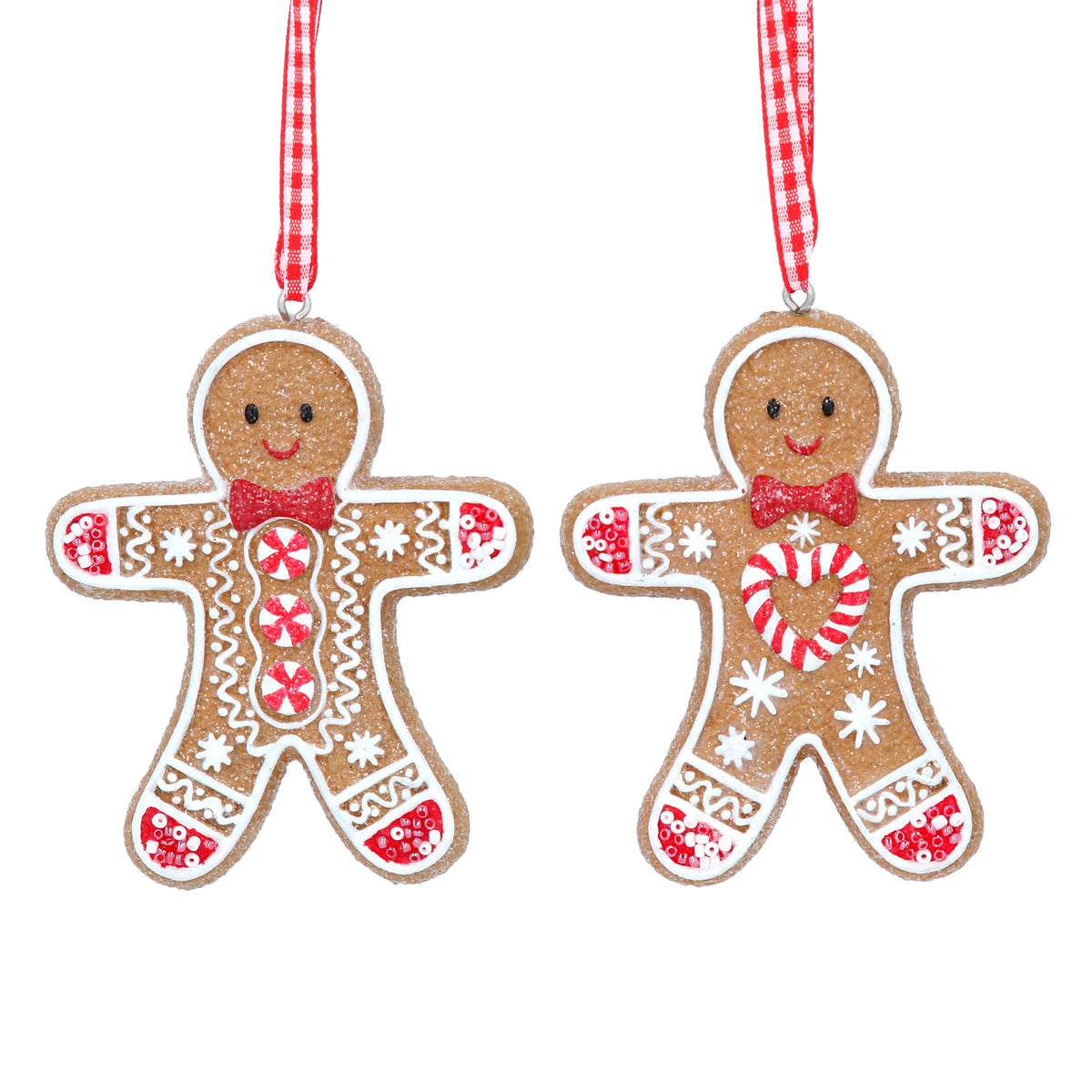 Gisela Graham - Resin Gingerbread Man Decoration with Gingham Loop - S ...