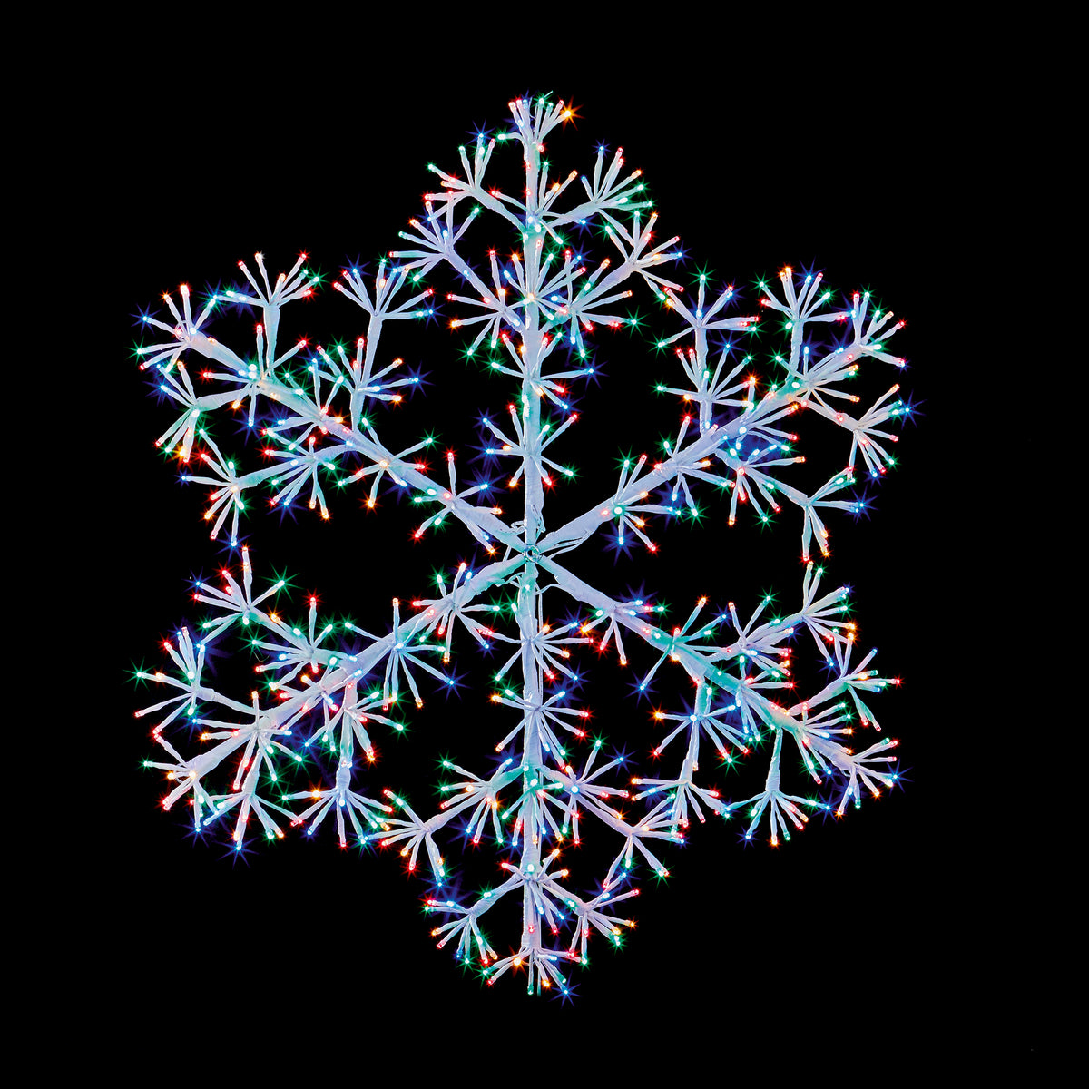 White Starburst Snowflake with Twinkling Multi-Coloured LED Lights ...