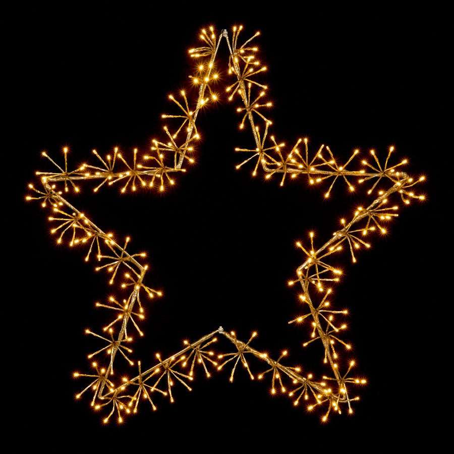 Premier Gold Star Cluster Starburst with Twinkling Warm White LED Ligh ...