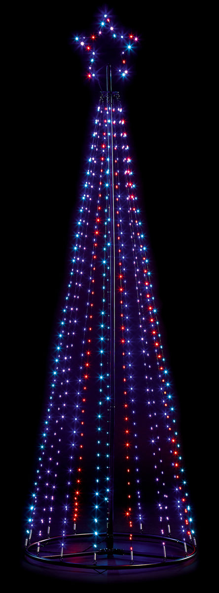 Premier - Pin Wire Digital Rainbow LED Cone Pyramid Tree with Star Tre ...