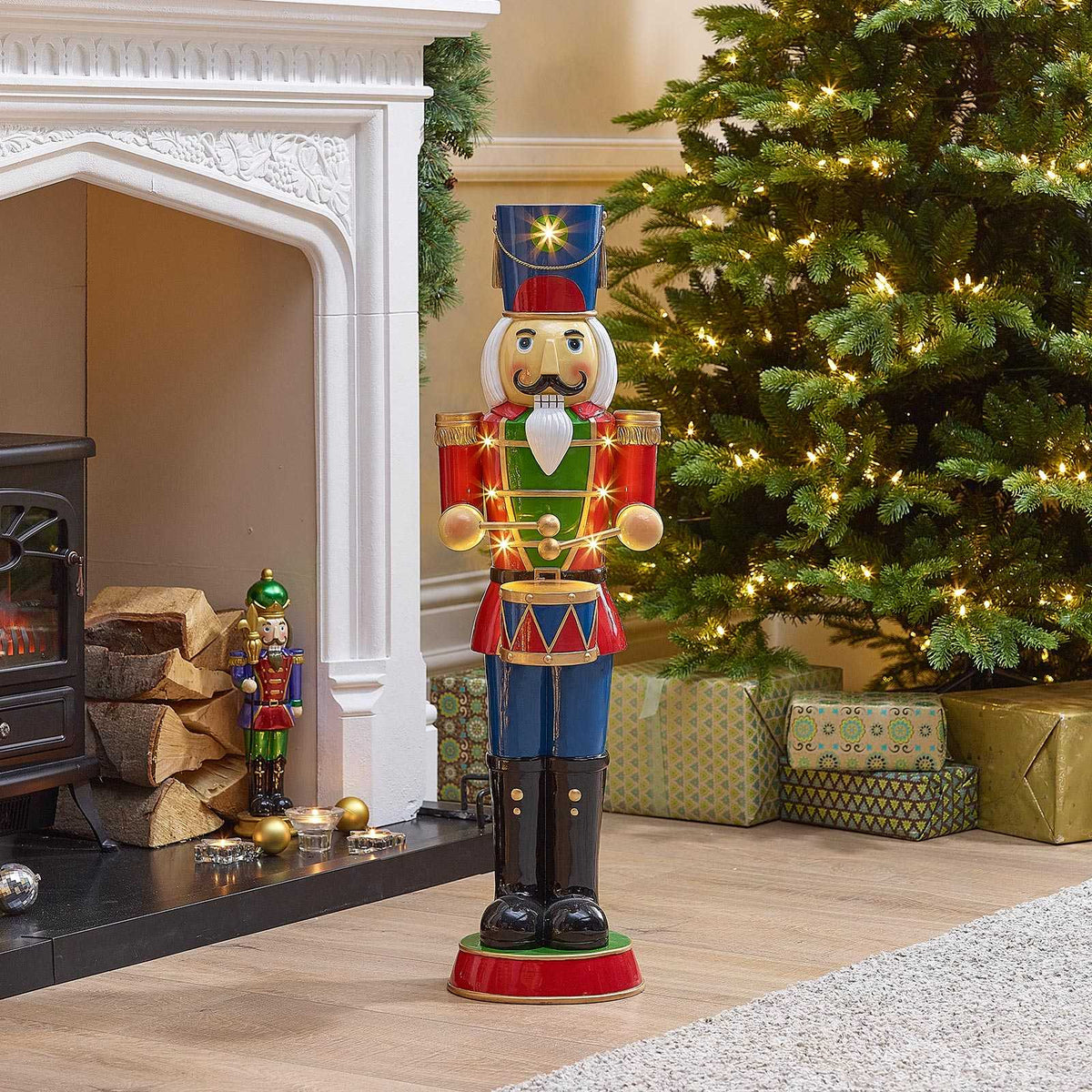 Noel The 3ft Red Large Light Up LED Christmas Nutcracker with Drum ...