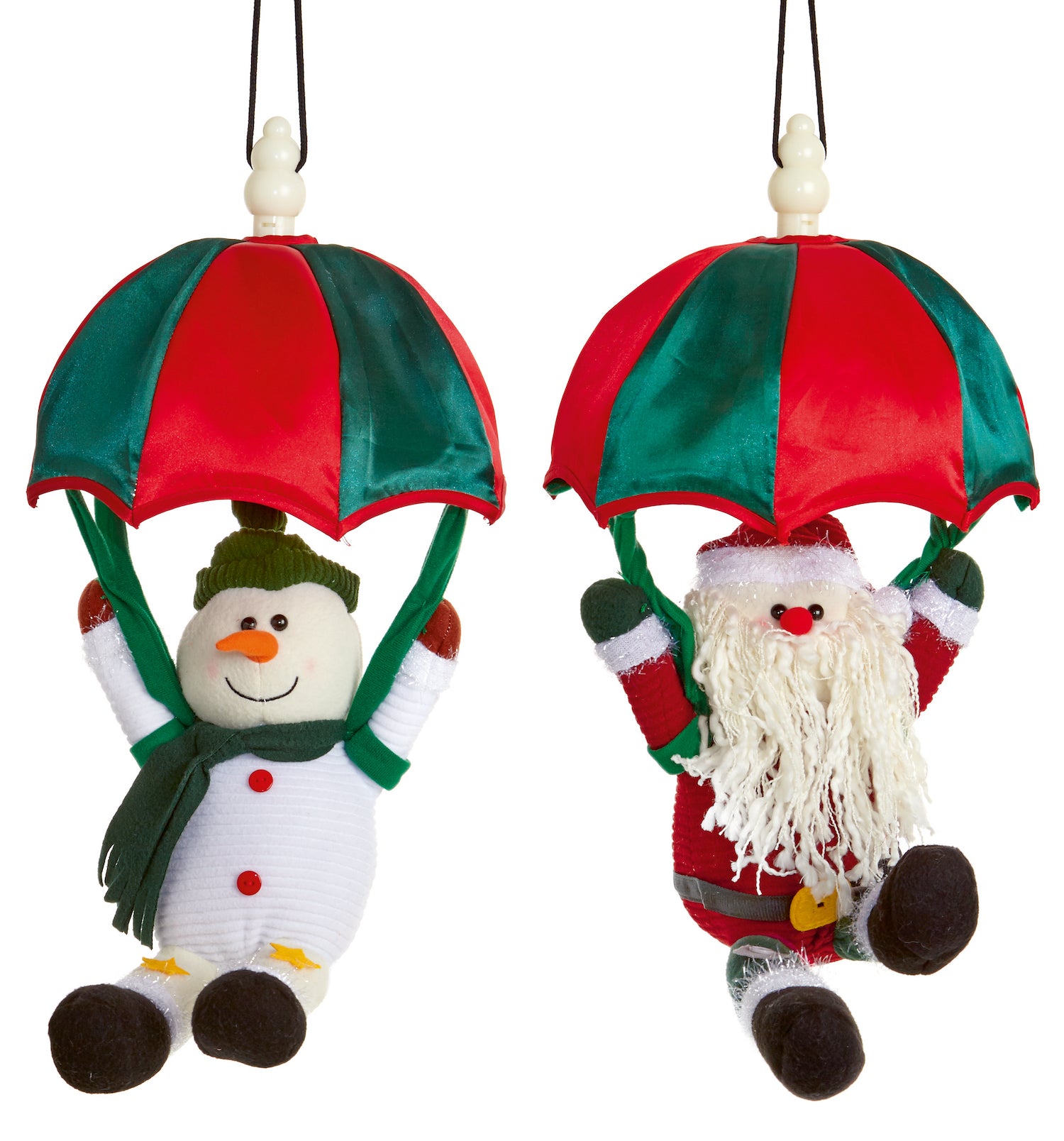 Musical Kicking Leg Parachuting Snowman/Santa Christmas Figure ...