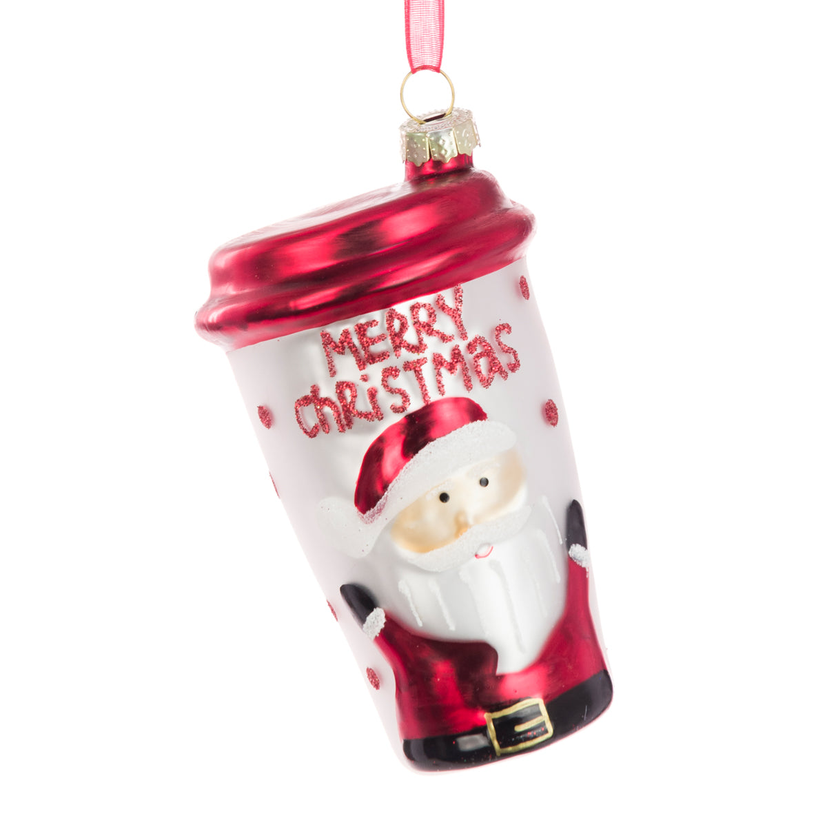 Glass Santa Coffee Cup Hanging Bauble Decoration – Southwood Christmas Shop