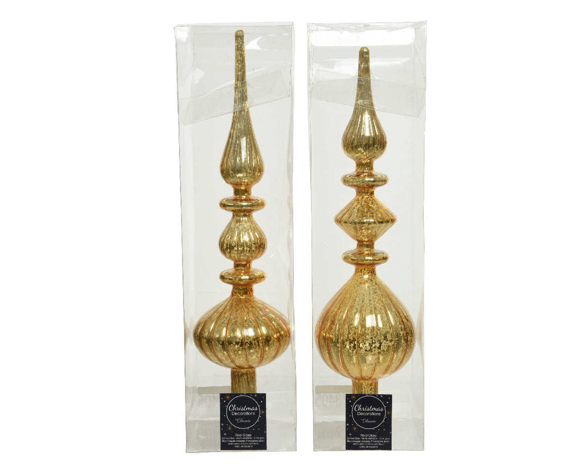 Ornate Blown Glass Antique Style Gold Tree Topper – Southwood Christmas ...