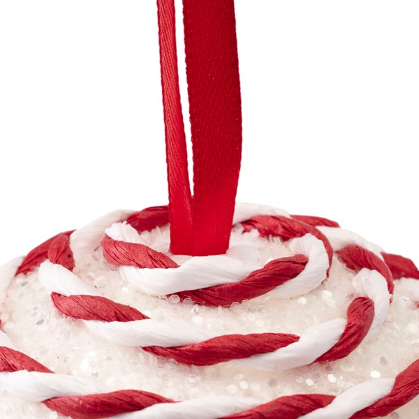 Small Glittery Red & White Candy Cane Foam Christmas Bauble - 8cm ...