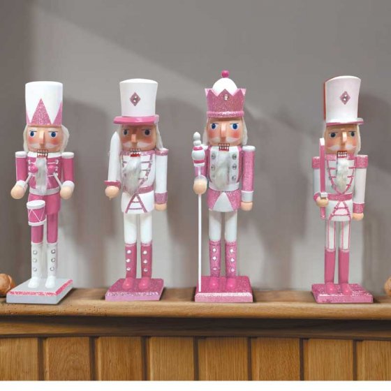 Three Kings Large Wooden Nutcracker in Pink & White - 30cm – Southwood ...