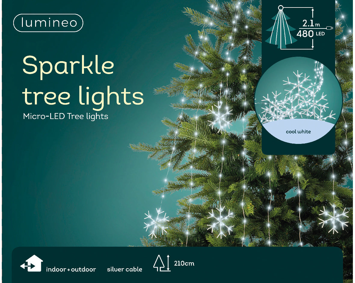 Cool White Micro LED Snowflake Sparkle Tree Lights – Southwood ...