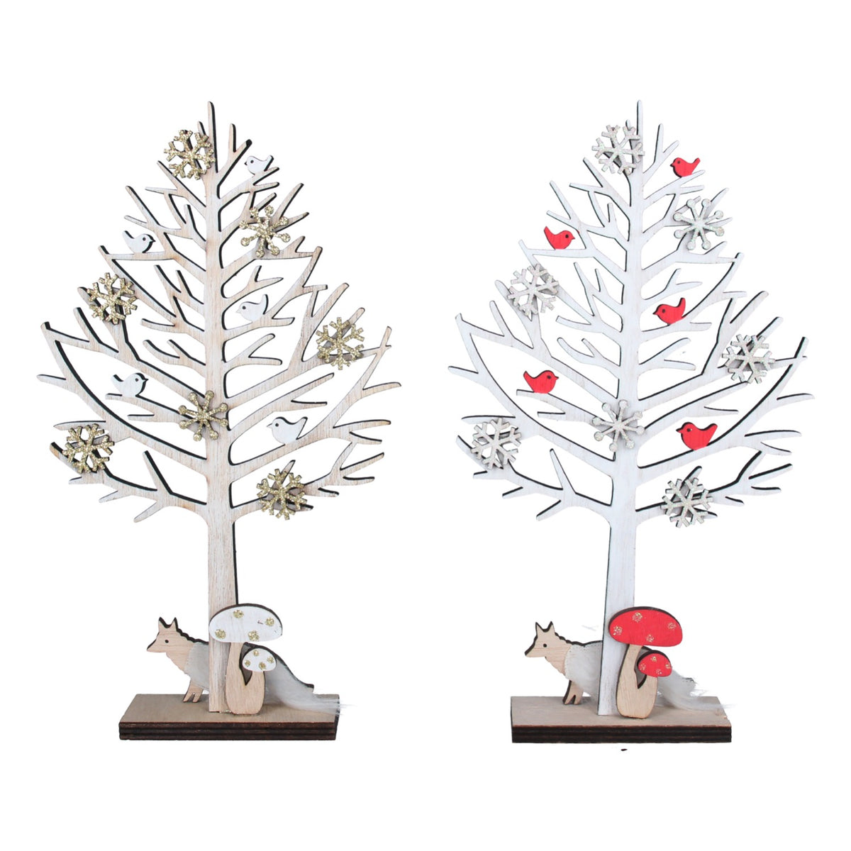 Gisela Graham- Stunning Fretwork Wood Tree with Fox and Toadstool Orna ...